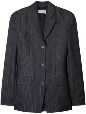 Off-White Pinstripe Virgin Wool-blend Blazer