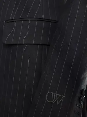 Off-White Pinstripe Virgin Wool-blend Blazer