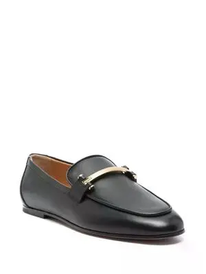TOD'S Metal-bar Leather Loafers - Black