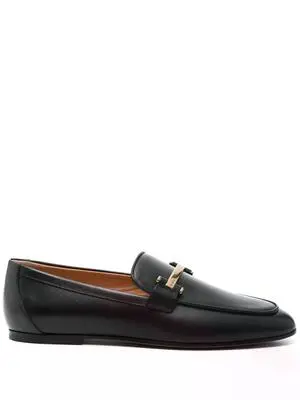 TOD'S Metal-bar Leather Loafers - Black
