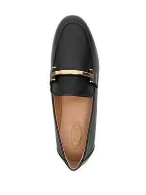 TOD'S Metal-bar Leather Loafers - Black