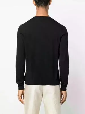 FAY Round-neck Virgin Wool Sweater - Black