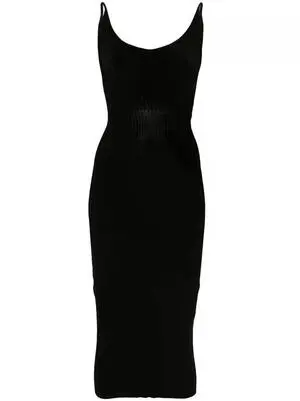 MUGLER Sleeveless Knitted Midi Dress - Black