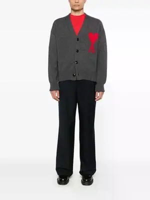 AMI Paris Pleated Wide-leg Trousers