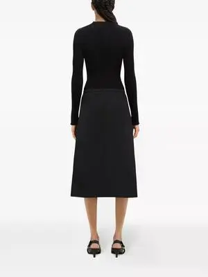 COURREGES Zip Detail Twill Midi Skirt