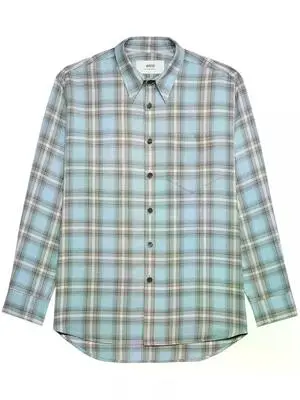 AMI Paris Long-sleeved Checkered Knitted Shirt
