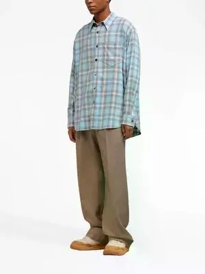 AMI Paris Long-sleeved Checkered Knitted Shirt
