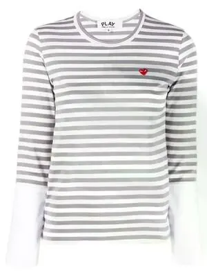 Play Comme Des Garcon Horizontal Stripe Long-sleeve T-shirt - Grey