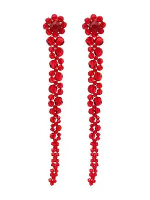 Simone Rocha Drip Crystal Drop Earrings - Red
