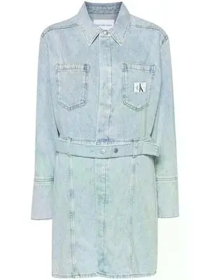 Calvin Klein Belted Denim Mini Dress - Blue