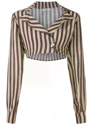 AMIR SLAMA Striped Cropped Blouse - Multicolour