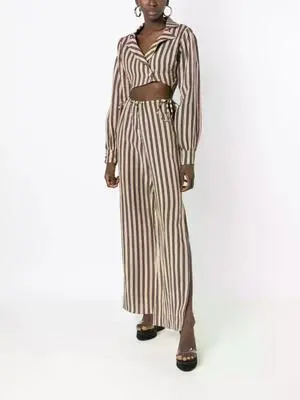 AMIR SLAMA Striped Cropped Blouse - Multicolour
