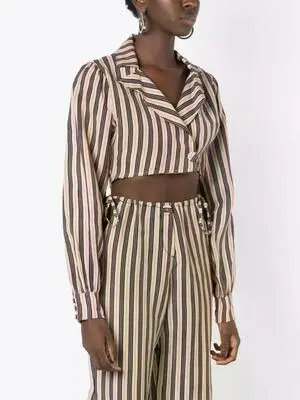 AMIR SLAMA Striped Cropped Blouse - Multicolour