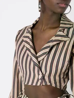 AMIR SLAMA Striped Cropped Blouse - Multicolour