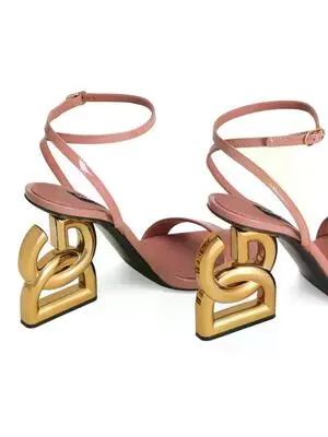 Dolce & Gabbana Keira Patent Leather Sandals With Dg Logo Heel