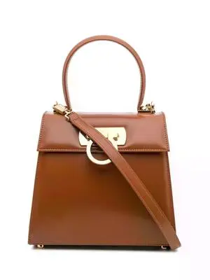 FERRAGAMO Gancini Buckle Tote Bag - Brown