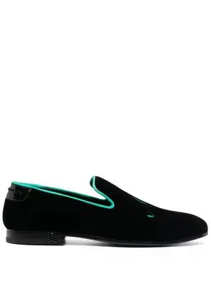 Philipp Plein Embroidered Velvet Loafers - Black