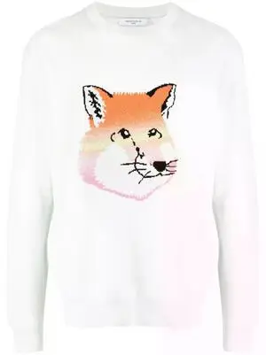 Maison Kitsuné Fox Round-neck Cotton Jumper - Green