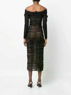 ANA RADU Strapless Ruched Midi Dress