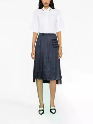 Thom Browne Pleated Silk Midi Skirt