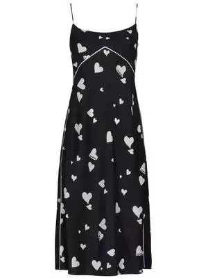 Marni Bunch Of Hearts Silk Slip Dress - Black