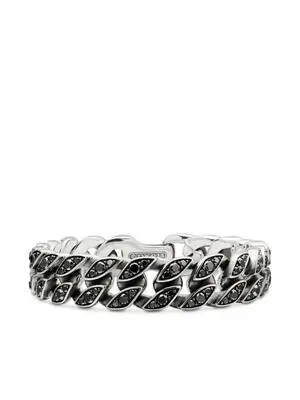 David Yurman Sterling Curb Chain Bracelet With Black Diamonds - Silver