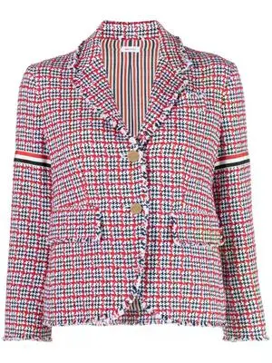 Thom Browne Check-pattern Tweed Jacket - Red