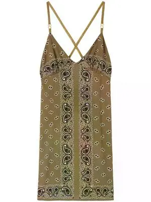 Palm Angels Paisley-print Slip Dress - Green