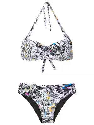 AMIR SLAMA Floral-print Halterneck Bikini