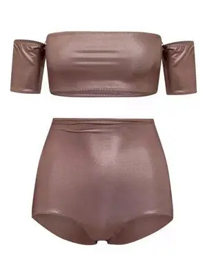 ALESSANDRO VIGILANTE Two Piece Shiny Bikini Set - Brown