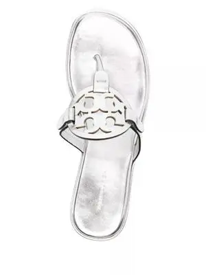 Tory Burch Miller Leather Sandals - Silver
