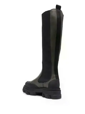 GANNI Knee-high Chelsea Boots - Green