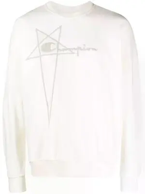 Rick Owens Embroidered Cotton Sweatshirt - Neutrals