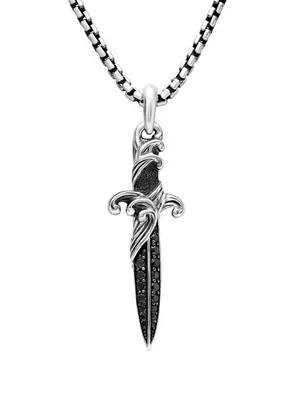 David Yurman Sterling Silver Waves Dagger Diamond Amulet - Black