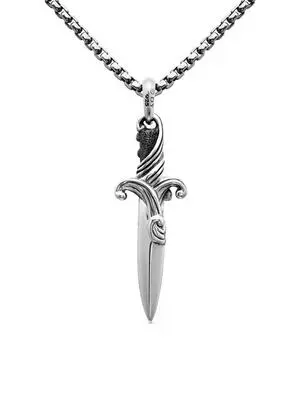 David Yurman Sterling Silver Waves Dagger Diamond Amulet