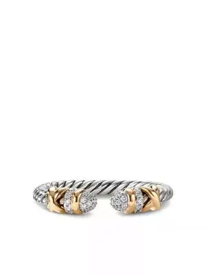 David Yurman 18kt Yellow Gold And Sterling Petite Helena Open Diamond Ring - Silver