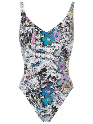 AMIR SLAMA Graphic-print Scoop-back Swimsuit - Multicolour