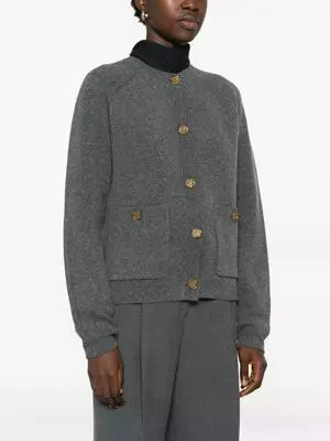 TOTEME Hammered-button Wool-cashmere Cardigan - Grey