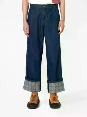 JW Anderson Grid-print Wide-leg Jeans