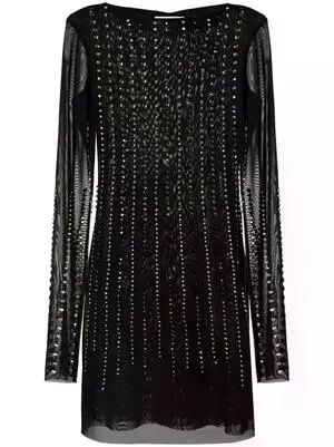 Patrizia Pepe Crystal-embellished Minidress - Black