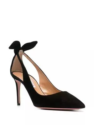 AQUAZZURA Bow Suede Pumps - Black