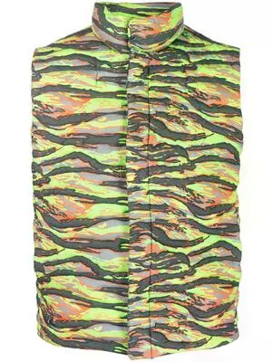 ERL Camouflage-print Quilted Puffer Gilet - Green