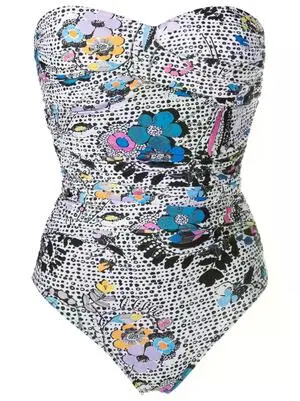 AMIR SLAMA Graphic-print Strapless Swimsuit - Multicolour
