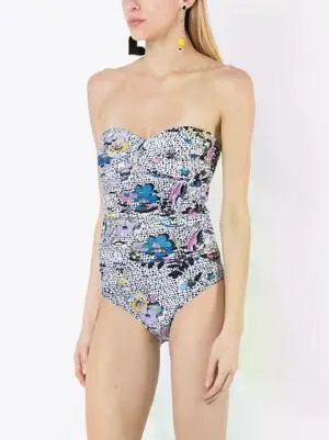 AMIR SLAMA Graphic-print Strapless Swimsuit