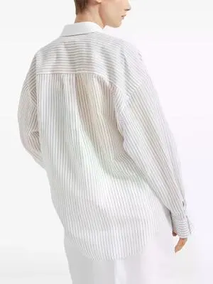 Brunello Cucinelli Striped Long-sleeve Shirt With Monili Detail