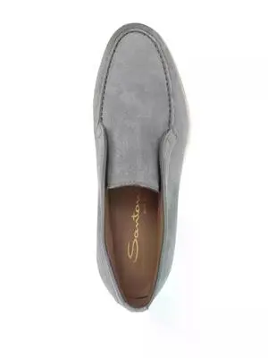 Santoni Tonal-stitching Leather Loafers - Grey