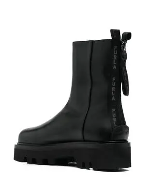 Furla Rita Leather Ankle Boots - Black