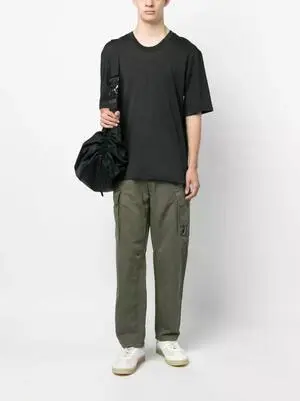LANEUS Plain Crew-neck T-shirt