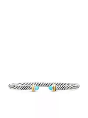 David Yurman 18kt Yellow Gold And Sterling Classic Cable Turquoise Bracelet - Silver