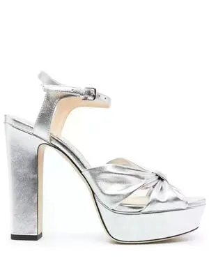 JIMMY CHOO 120mm Heloise Metallic Nappa Leather Sandals - Silver